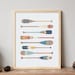 Paddle Print - Painted Canoe Paddles, Oar Art Print, Colorful Vintage ...