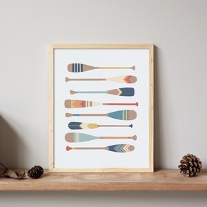 Paddle Print - Painted Canoe Paddles, Oar Art Print, Colorful Vintage ...