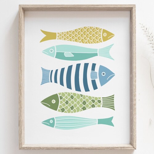 Fish Print Japanese Fish Poster Minimalist Scandinavian - Etsy