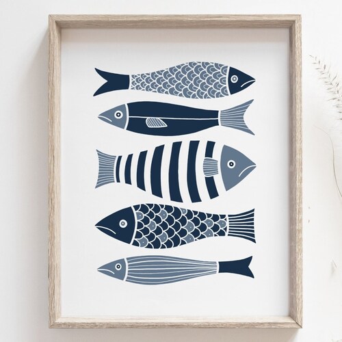 Fish Print Japanese Fish Poster Minimalist Scandinavian - Etsy