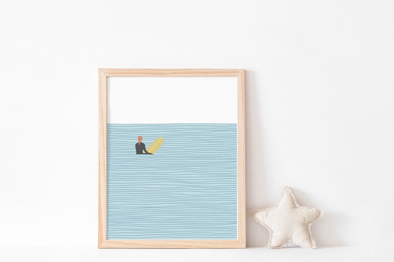 Surfer Girl Print, Surfer Waiting for the Perfect Wave Poster, Sea ...