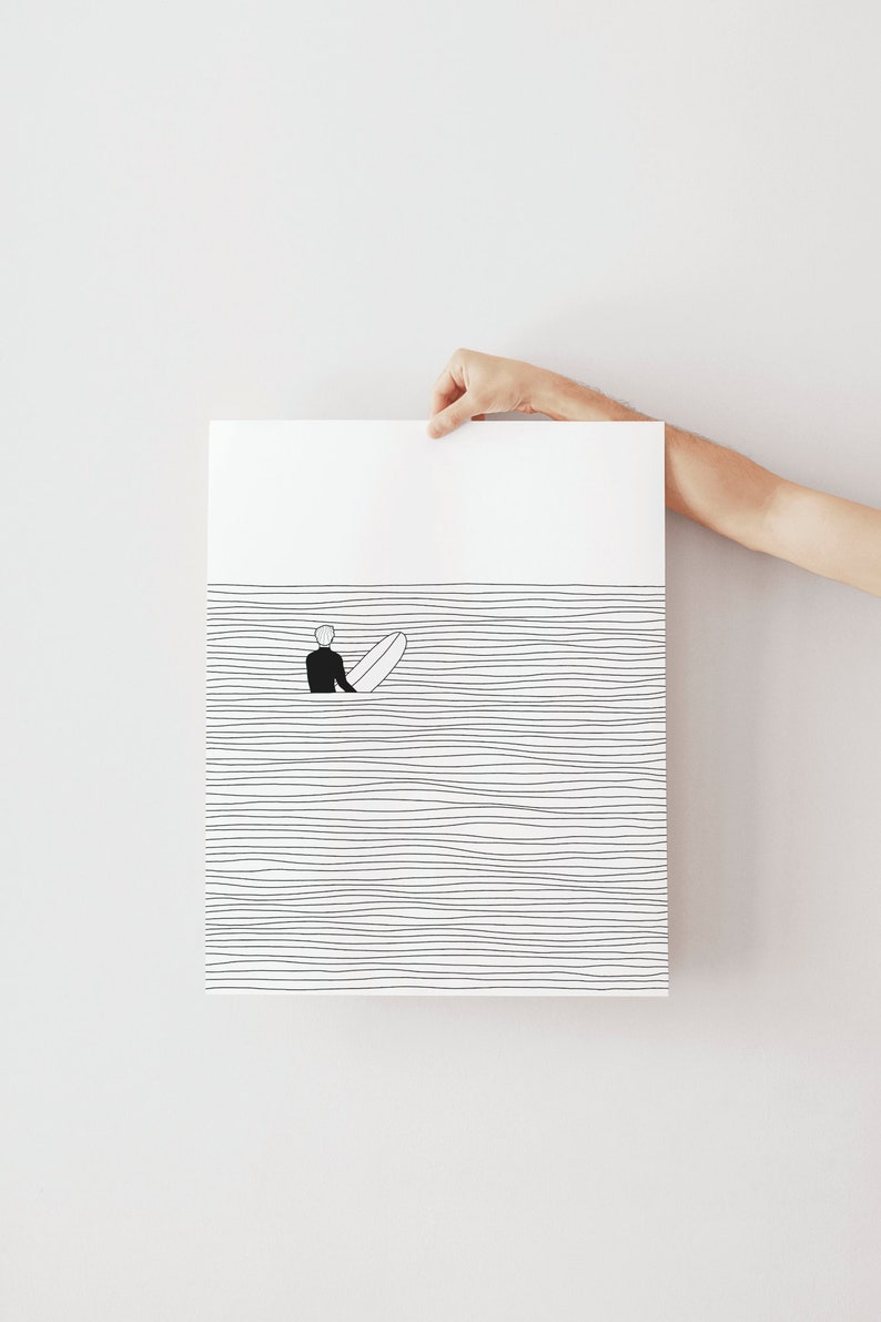 Surfer Boy Print Surfer Waiting for the Perfect Wave Poster | Etsy