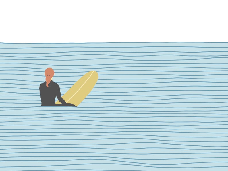 Surfer Girl Print, Surfer Waiting for the Perfect Wave Poster, Sea ...
