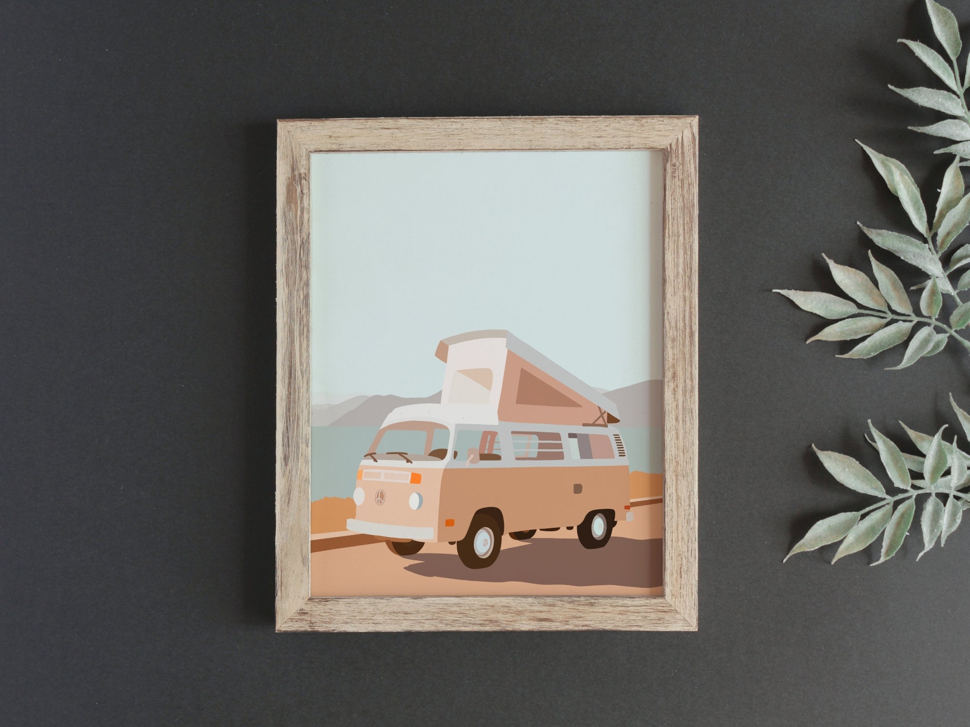 Vintage Camper Van Print - Road Trip Poster, California Art, Surf ...