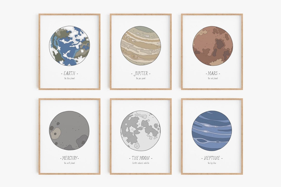 Planets Print Set, Solar System Poster Set of 10, Astronomy, Star ...