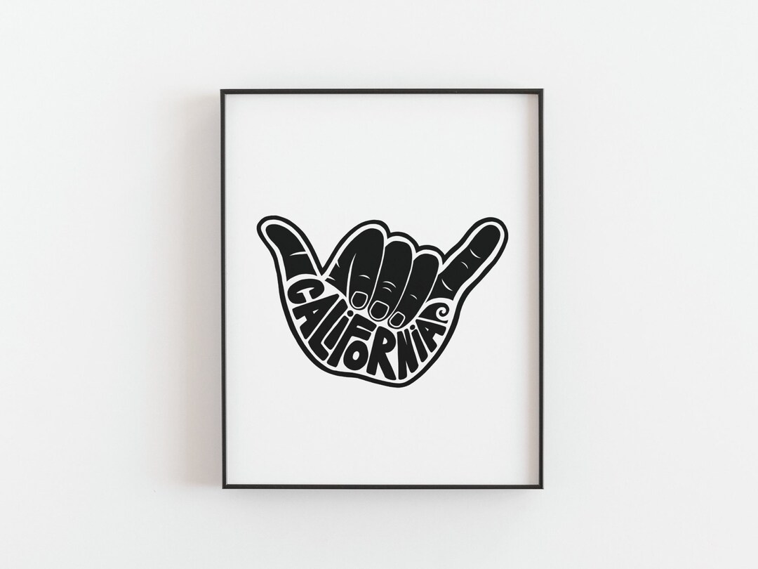 Shaka Sign Print - Good Vibes Poster, Hang Loose Minimalist Wall Art ...