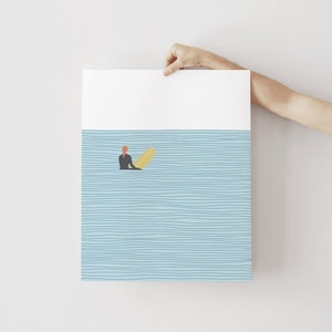 Surfer Girl Print, Surfer Waiting for the Perfect Wave Poster, Sea ...