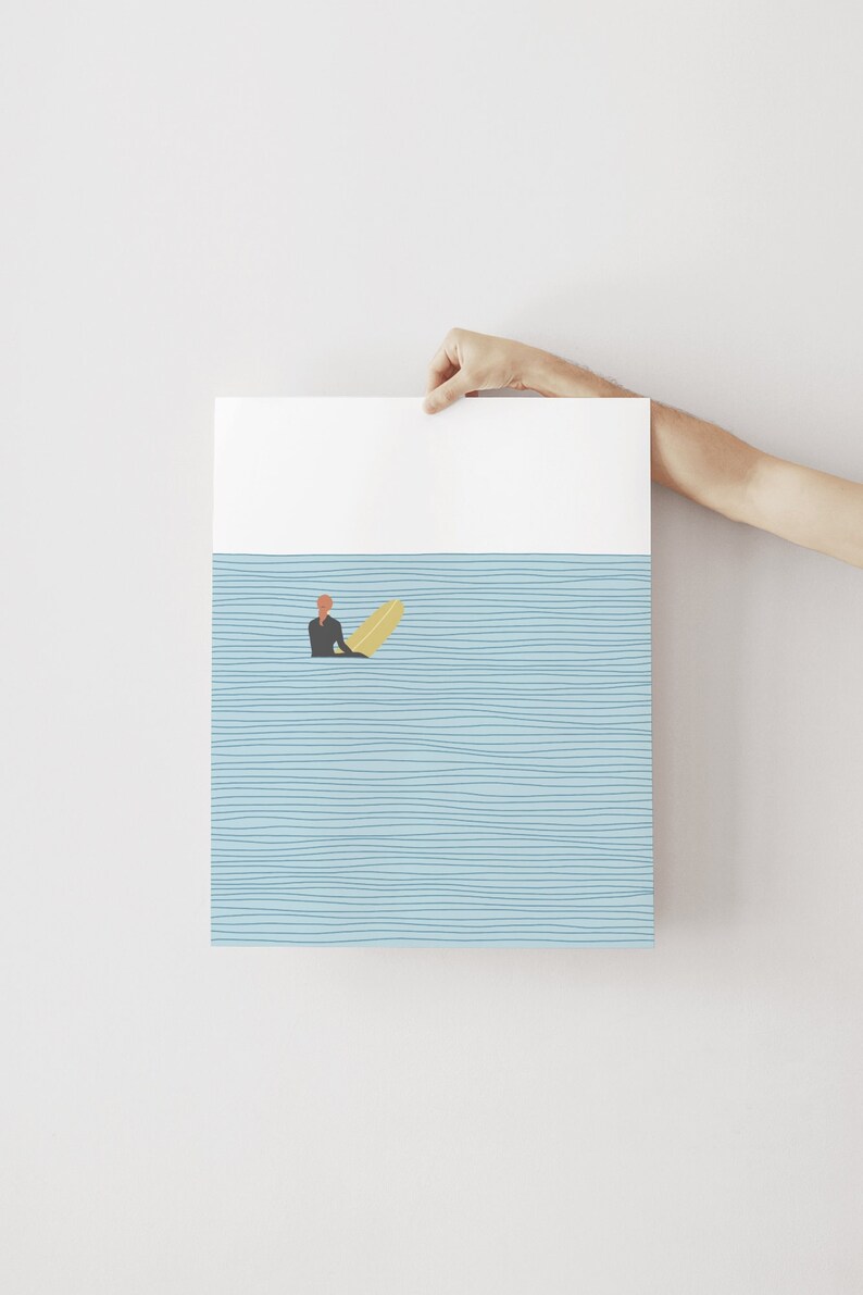 Surfer Girl Print, Surfer Waiting for the Perfect Wave Poster, Sea ...