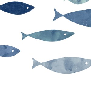 Fish Print - Shoal of Fish Art Poster, Watercolor Fish Art Print, Blue ...