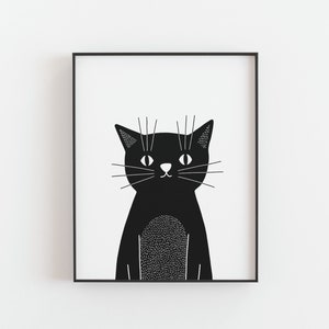 Baby Cat Print - Kitten Poster, Minimalist Cat Print, Scandinavian ...