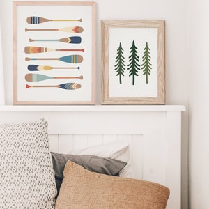 Paddle Print - Painted Canoe Paddles, Oar Art Print, Colorful Vintage ...