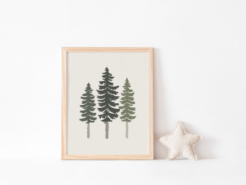 Pine Trees Print Forest Poster Minimalist Spruce Art - Etsy