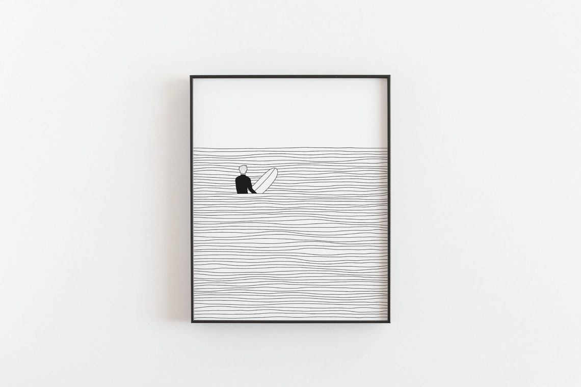 Surfer Boy Print Surfer Waiting for the Perfect Wave Poster | Etsy