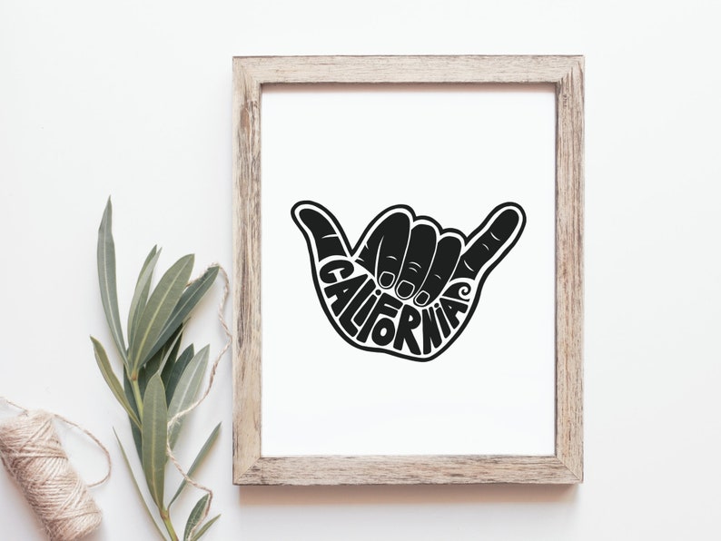 Shaka Sign Print - Good Vibes Poster, Hang Loose Minimalist Wall Art ...