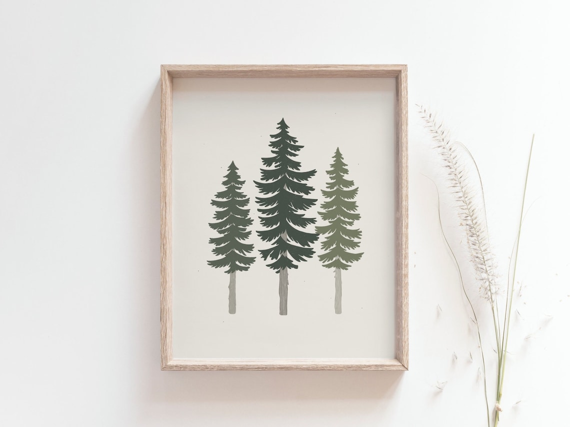 Pine Trees Print Forest Poster Minimalist Spruce Art - Etsy