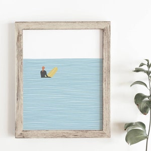 Surfer Girl Print, Surfer Waiting for the Perfect Wave Poster, Sea ...