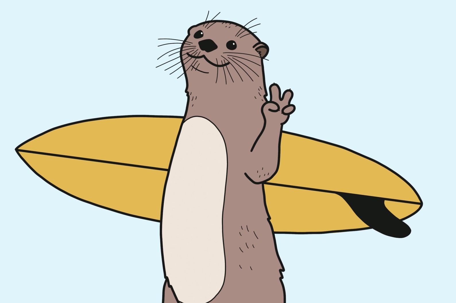 Surfing Otter Print - Surfing Animal Art, Funny Animal Poster, Otter ...