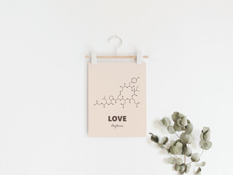 Love Molecule Print - Oxytocin Poster, Minimalist Love Wall Art ...