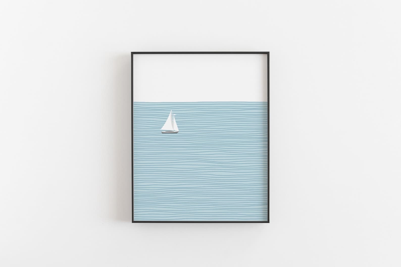 Sailboat Print - Seascape Art Poster, Boat Drawing, Ocean Wall Art ...