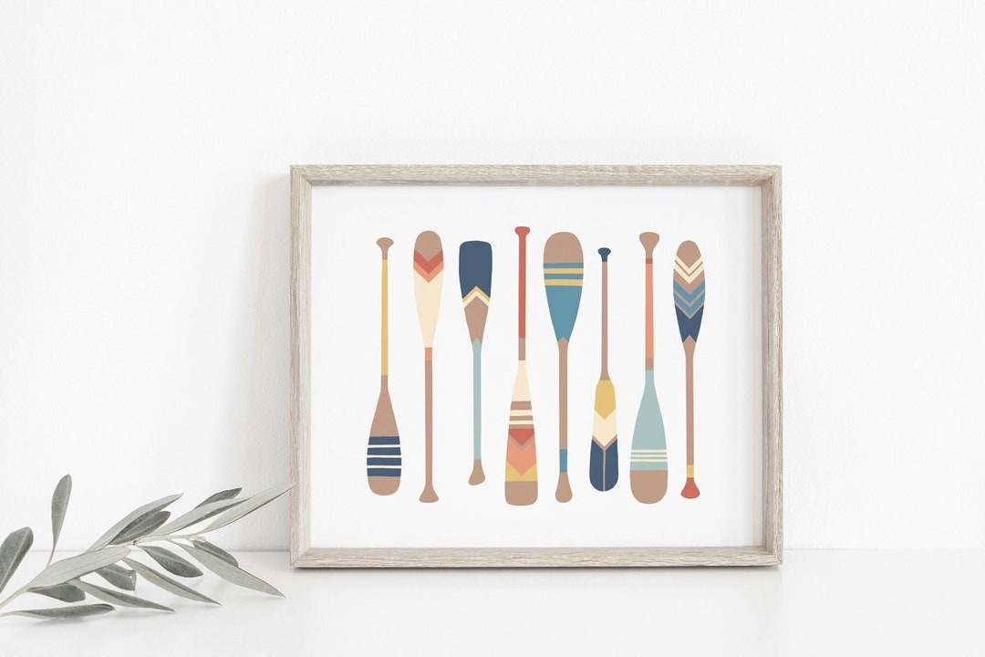 Paddle Print - Painted Canoe Paddles, Oar Art Print, Colorful Vintage ...