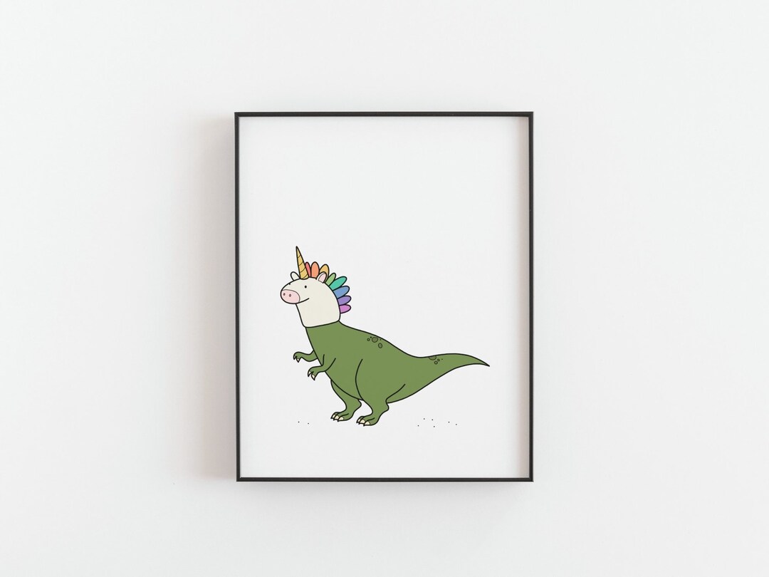Rexicorn Print - Dinosaur Unicorn Funny Poster, Pop Art, Colorful Wall ...