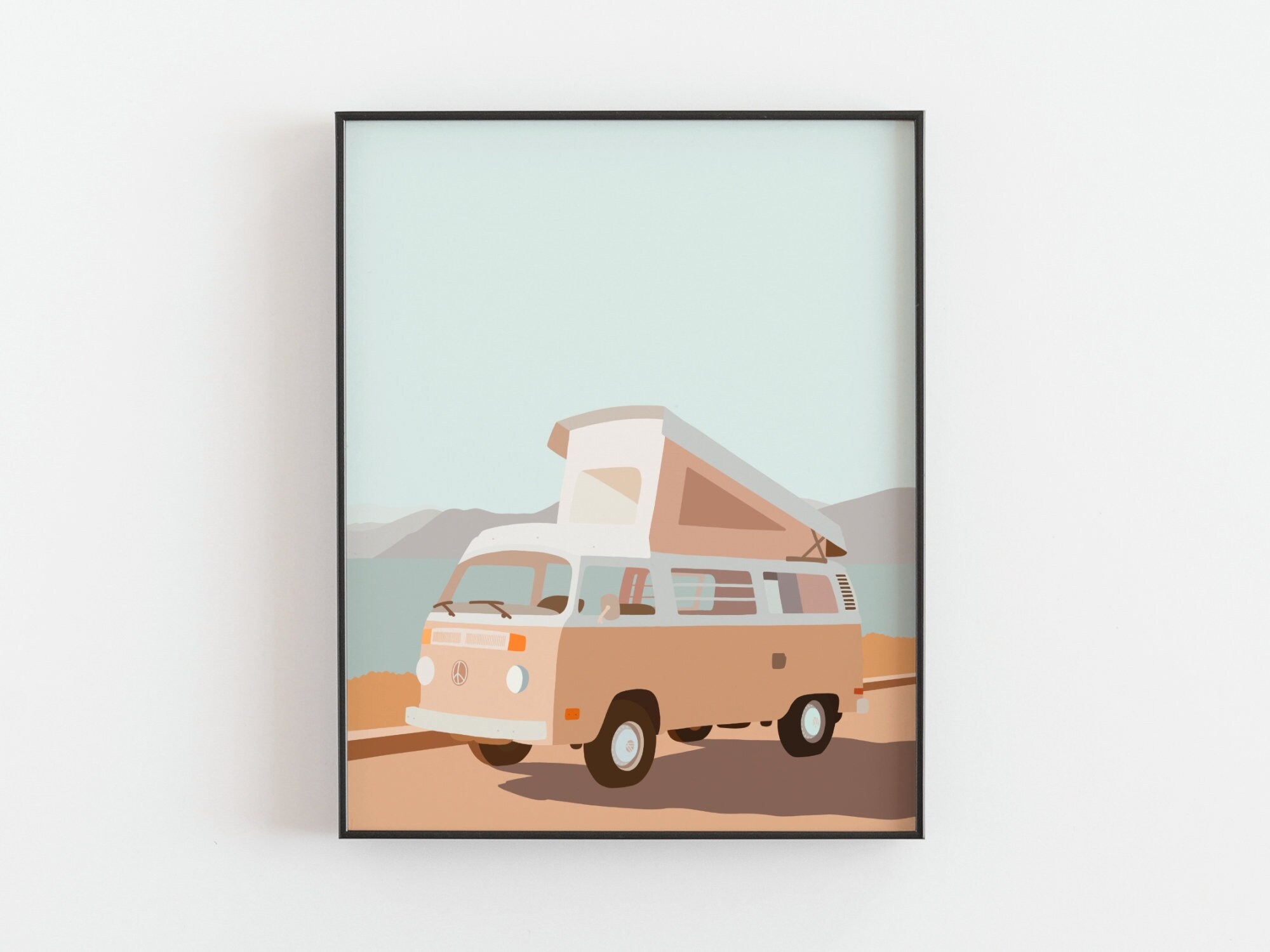 Vintage Camper Van Print Road Trip Poster California Art - Etsy