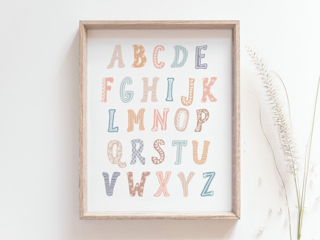 Rainbow Alphabet Print Pastel Colors Alphabet Poster, Educational ...