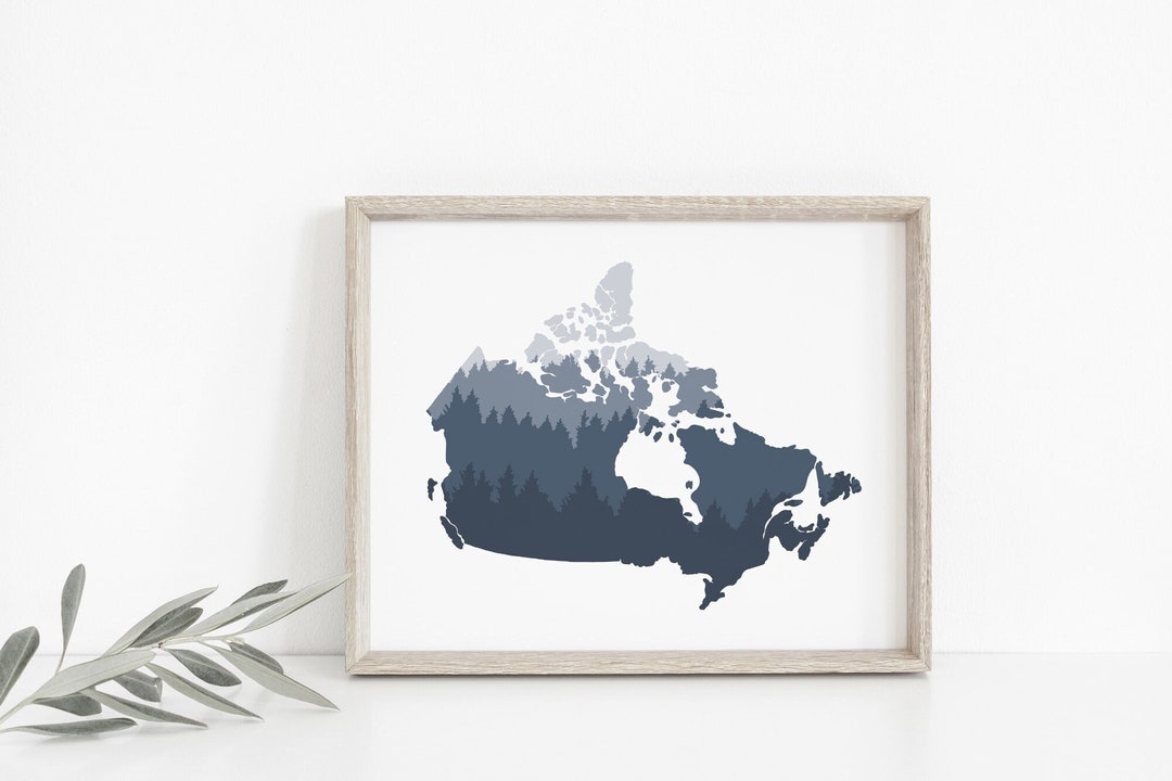 Canada Map Print - Minimalist Boreal Forest Canada Map Poster, Art ...