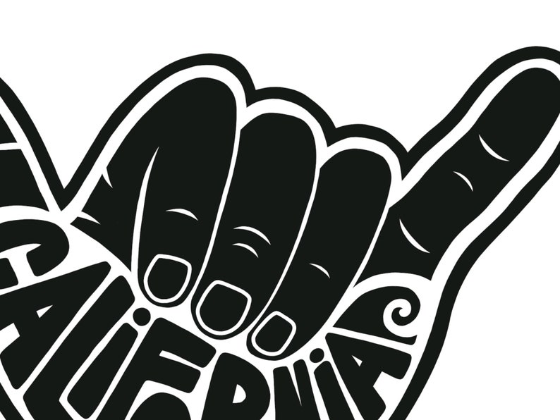 Shaka Sign Print - Good Vibes Poster, Hang Loose Minimalist Wall Art ...