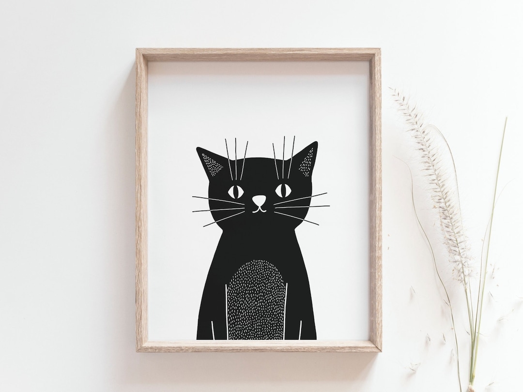 Baby Cat Print - Kitten Poster, Minimalist Cat Print, Scandinavian ...