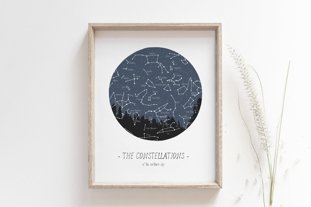 Constellations Print - Northern Hemisphere Night Sky Art Poster, Stars ...