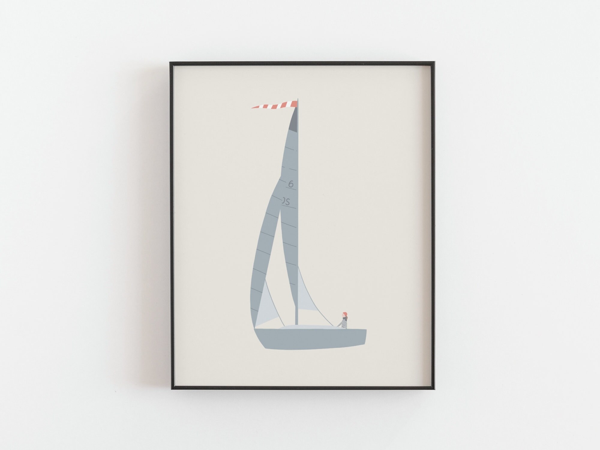 Sailboat Print, Simple Boat Over the Horizon Poster, Lake, Ocean, Sea ...