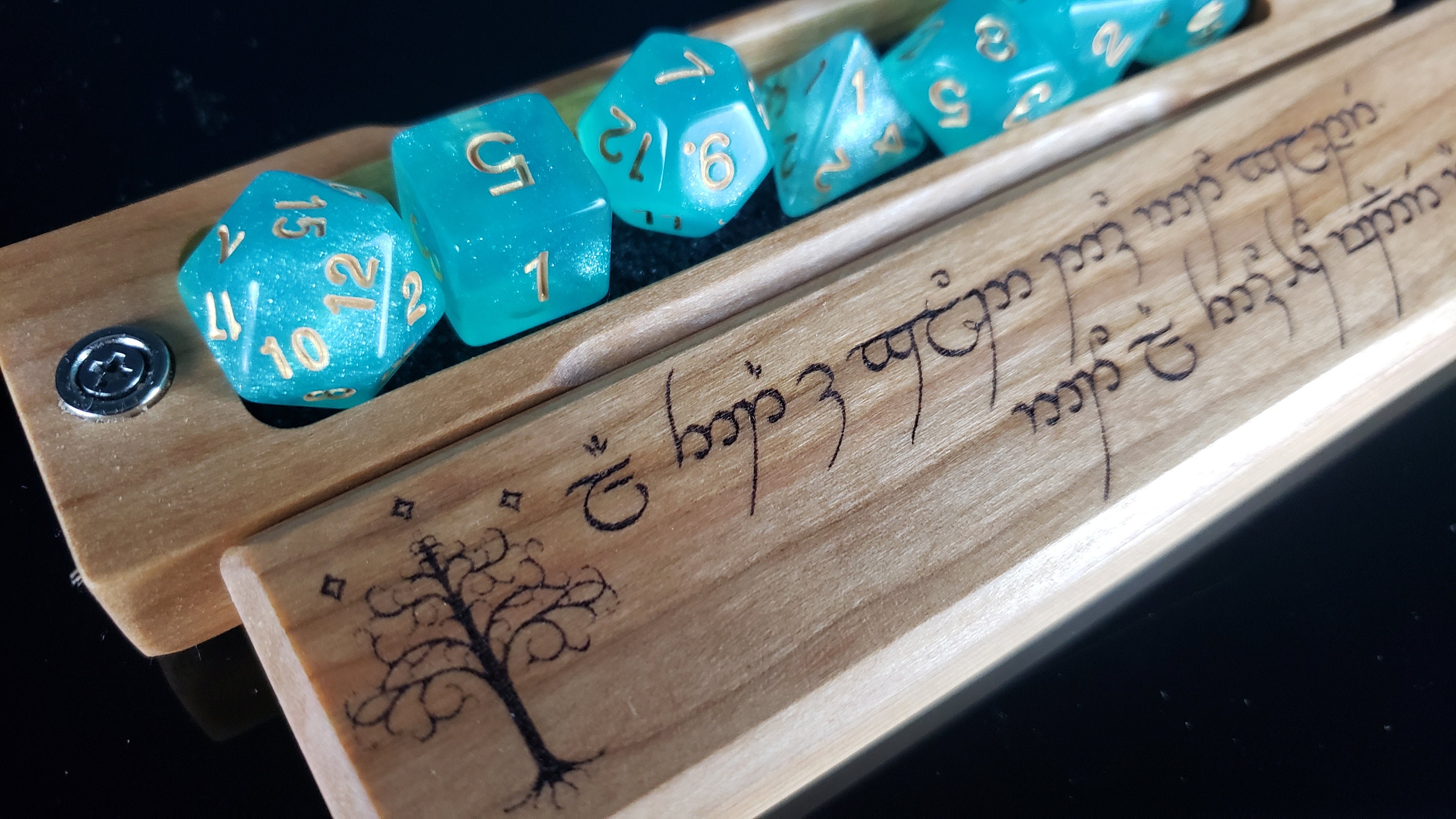 Tengwar Elven Script Dice Box Personalized Wooden Dice Vault - Etsy