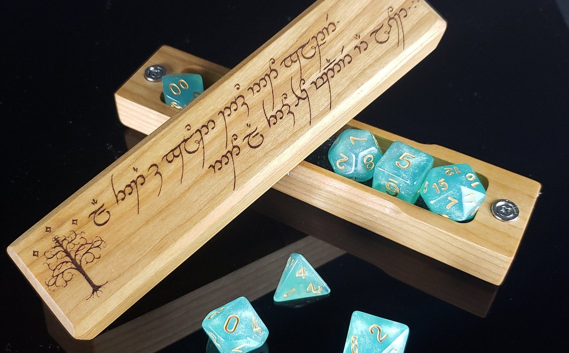Tengwar Elven Script Dice Box Personalized Wooden Dice Vault - Etsy