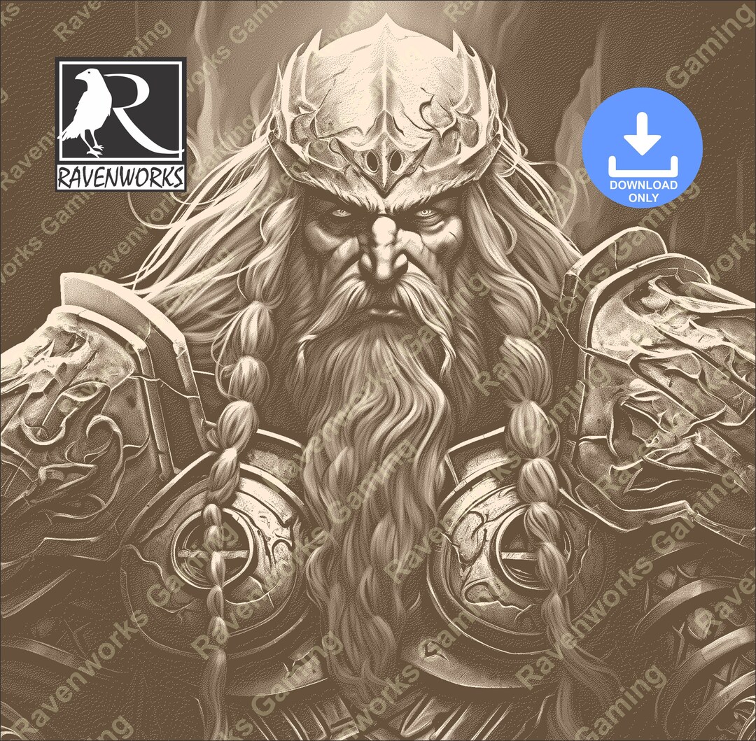 Dwarven King Laser Engraving Digital Files | Laser Ready PNG Digital Download for Wood Engraving ...