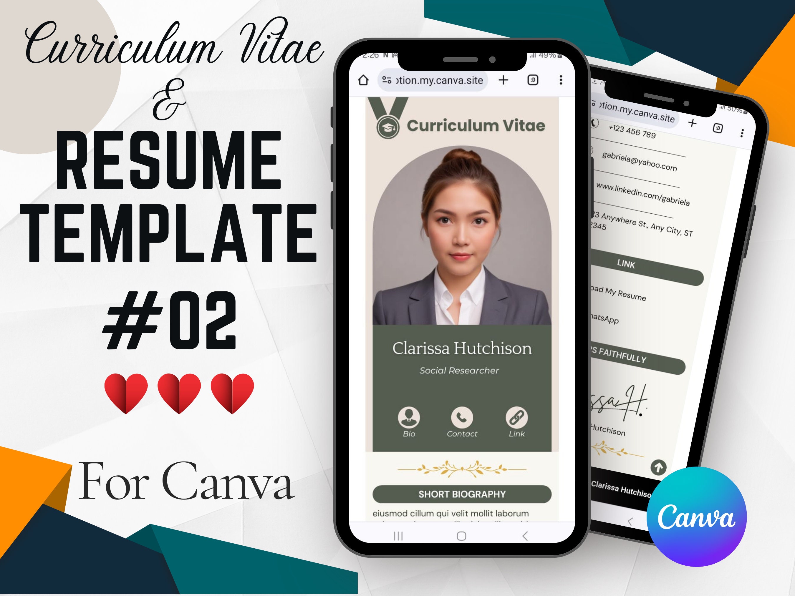 Editable Canva Cv/resume Template for Mobile Webpage & Printable ...