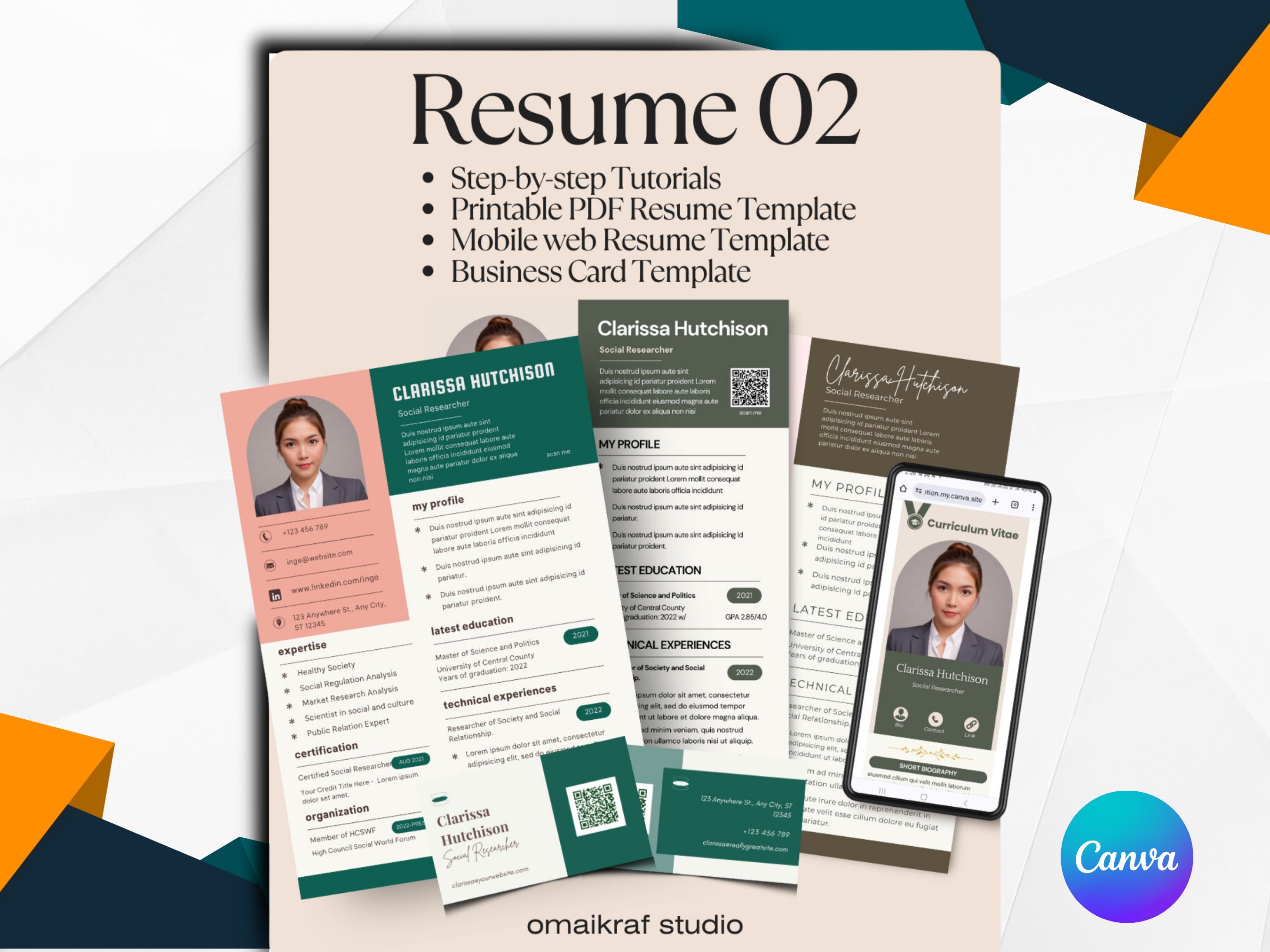 Editable Canva Cv/resume Template for Mobile Webpage & Printable ...