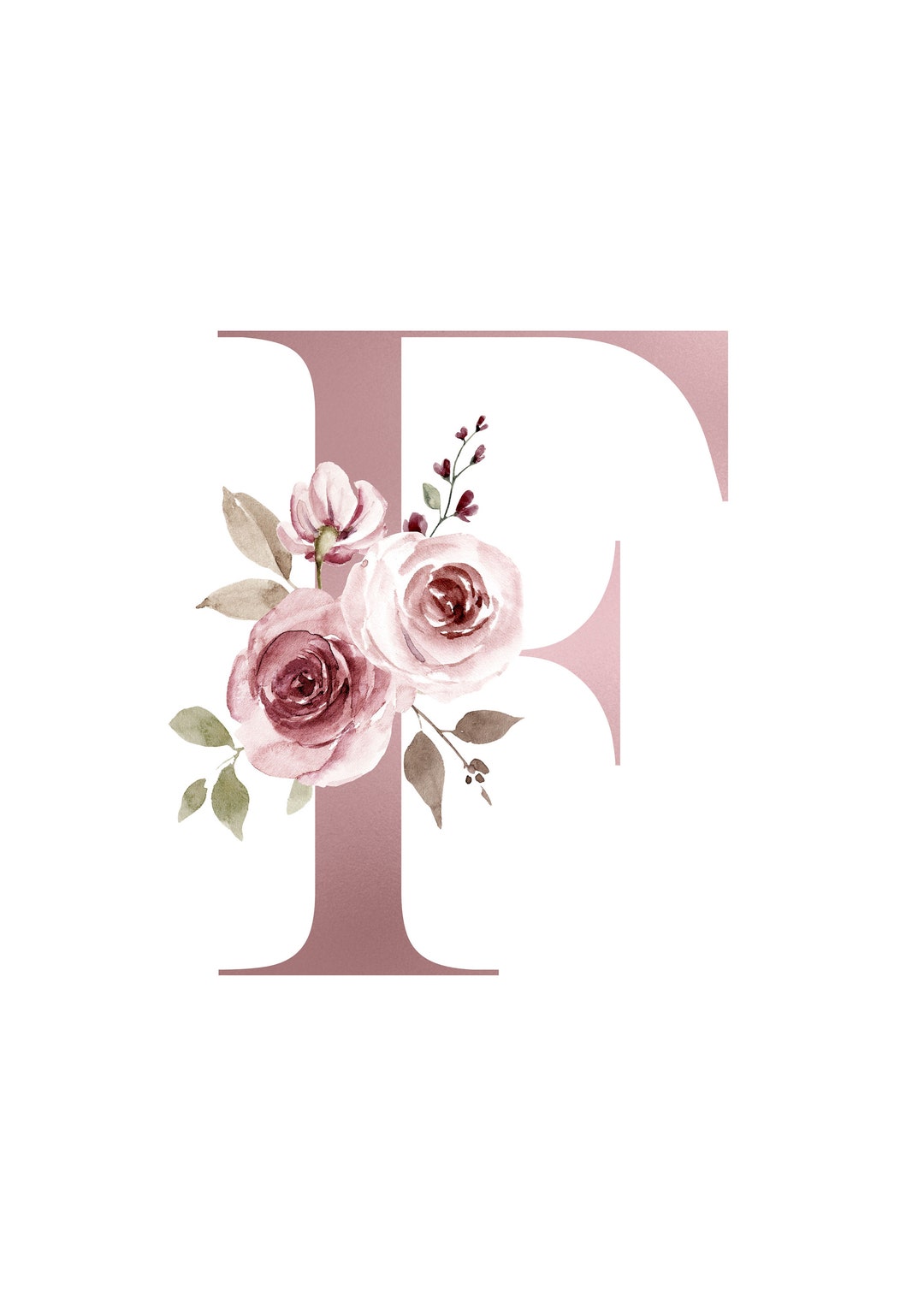 Letter F - Customised Pink Floral Alphabet Design (digital Download ...