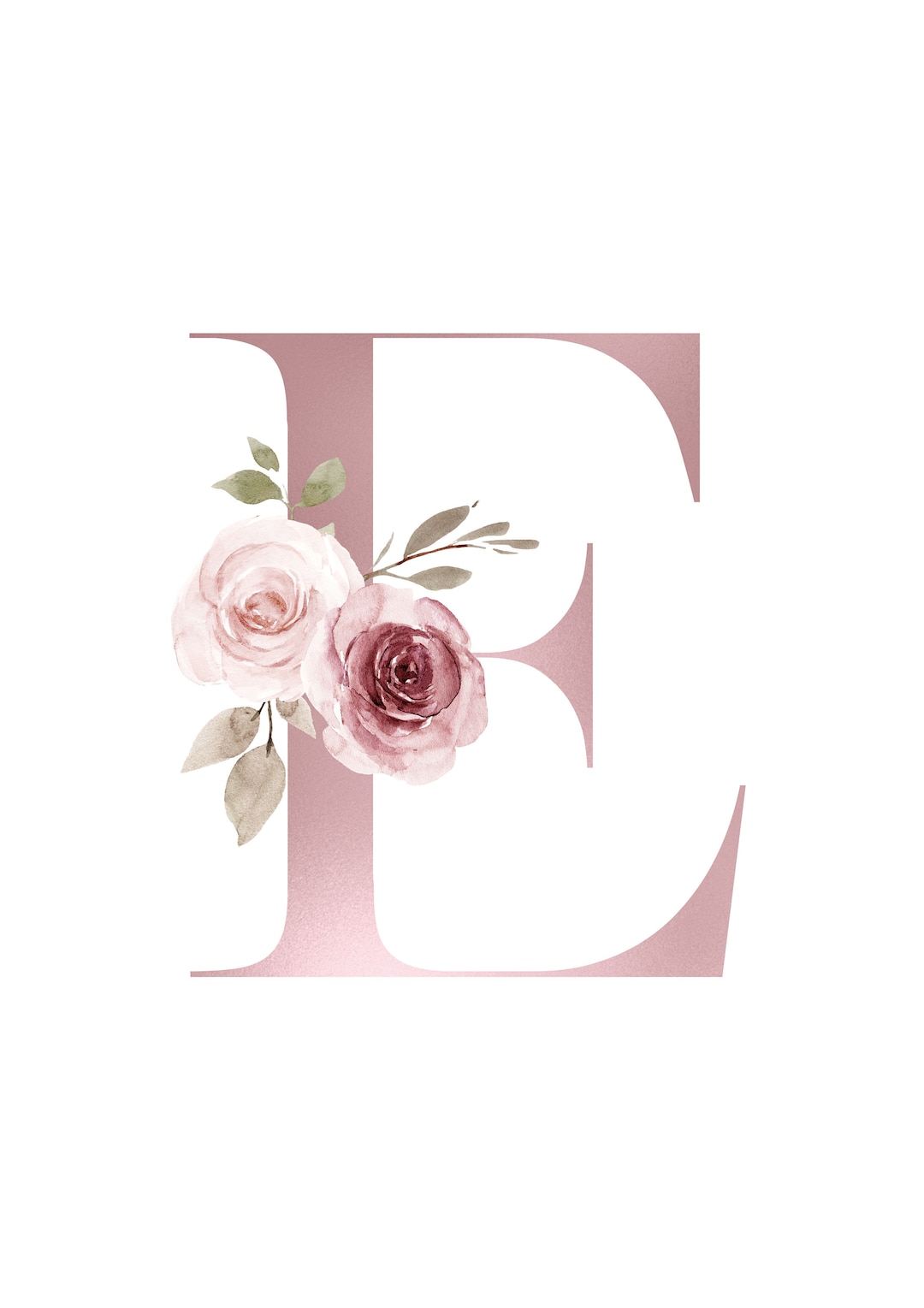 Letter E - Customised Pink Floral Alphabet Design (digital Download ...