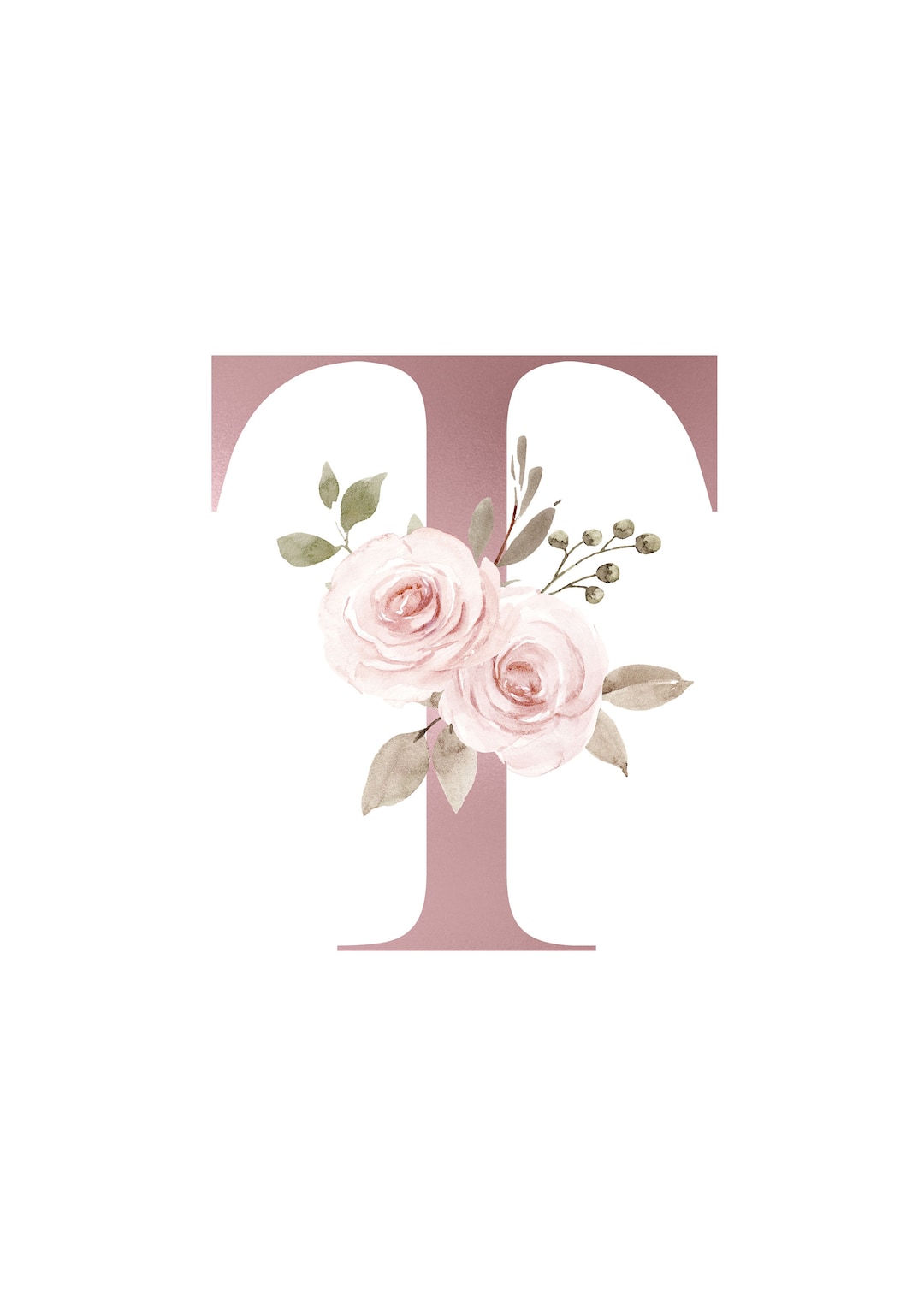 Letter T - Customised Pink Floral Alphabet Design (digital Download ...