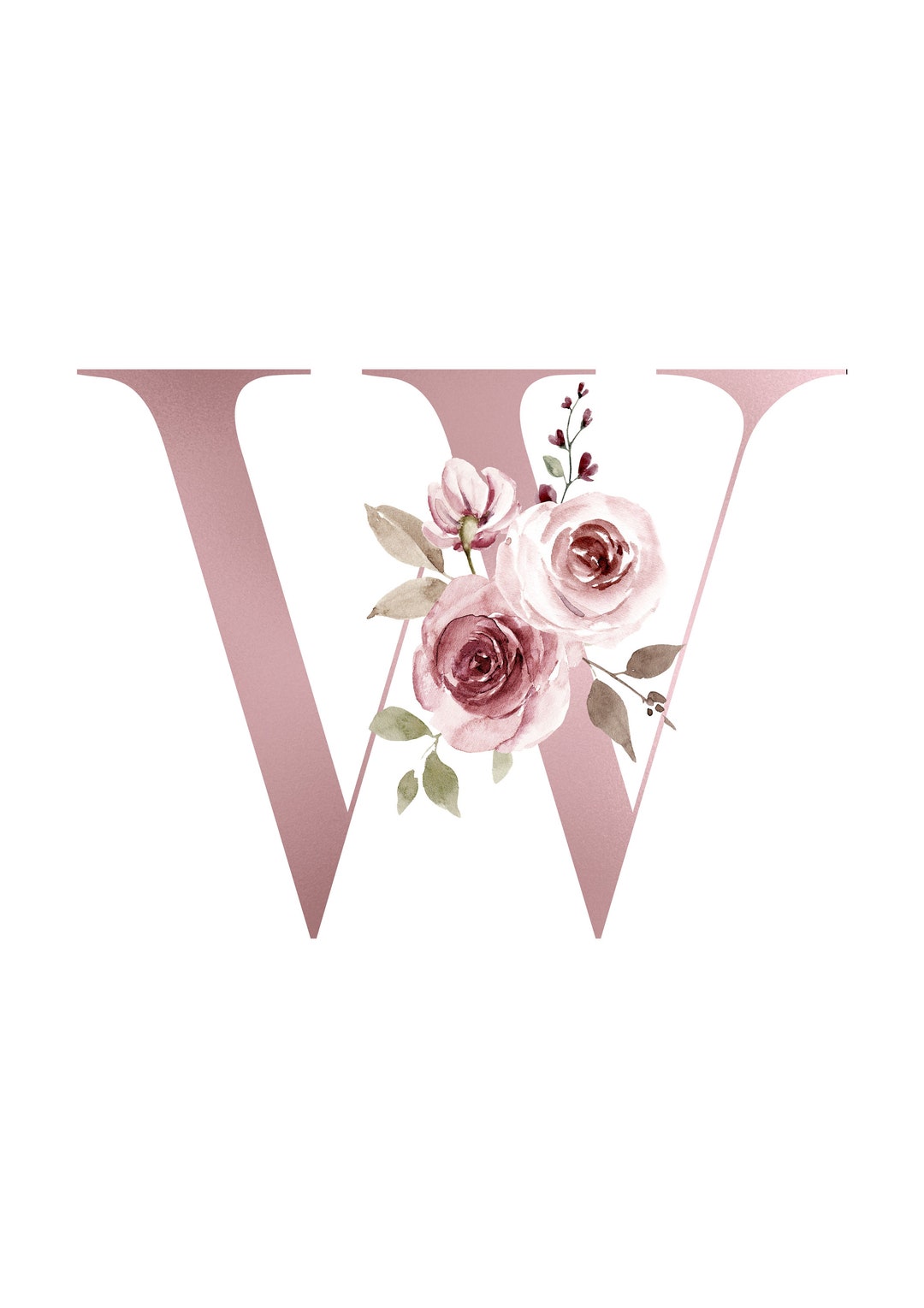 Letter W - Customised Pink Floral Alphabet Design (digital Download ...