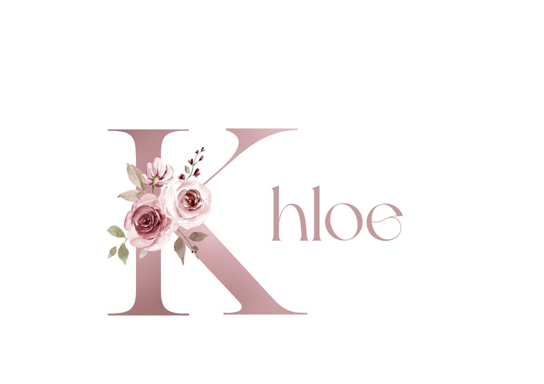 Khloe Name Print Customised Pink Floral Alphabet Design digital ...