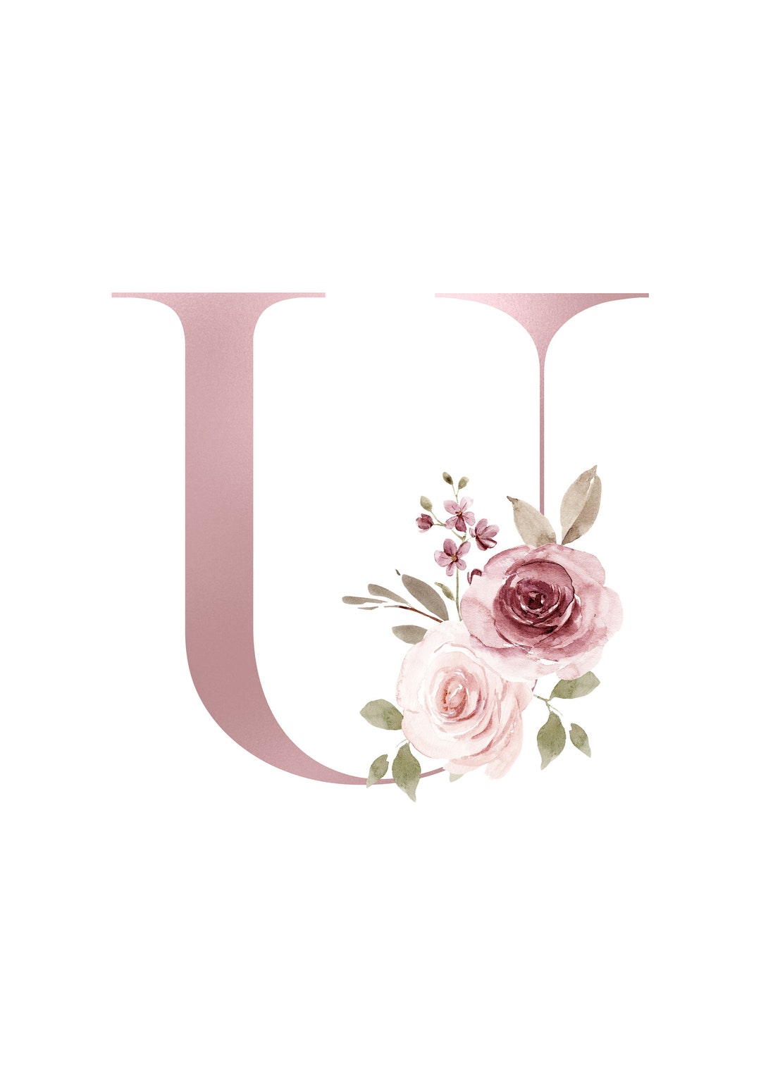 Letter U - Customised Pink Floral Alphabet Design (digital Download ...