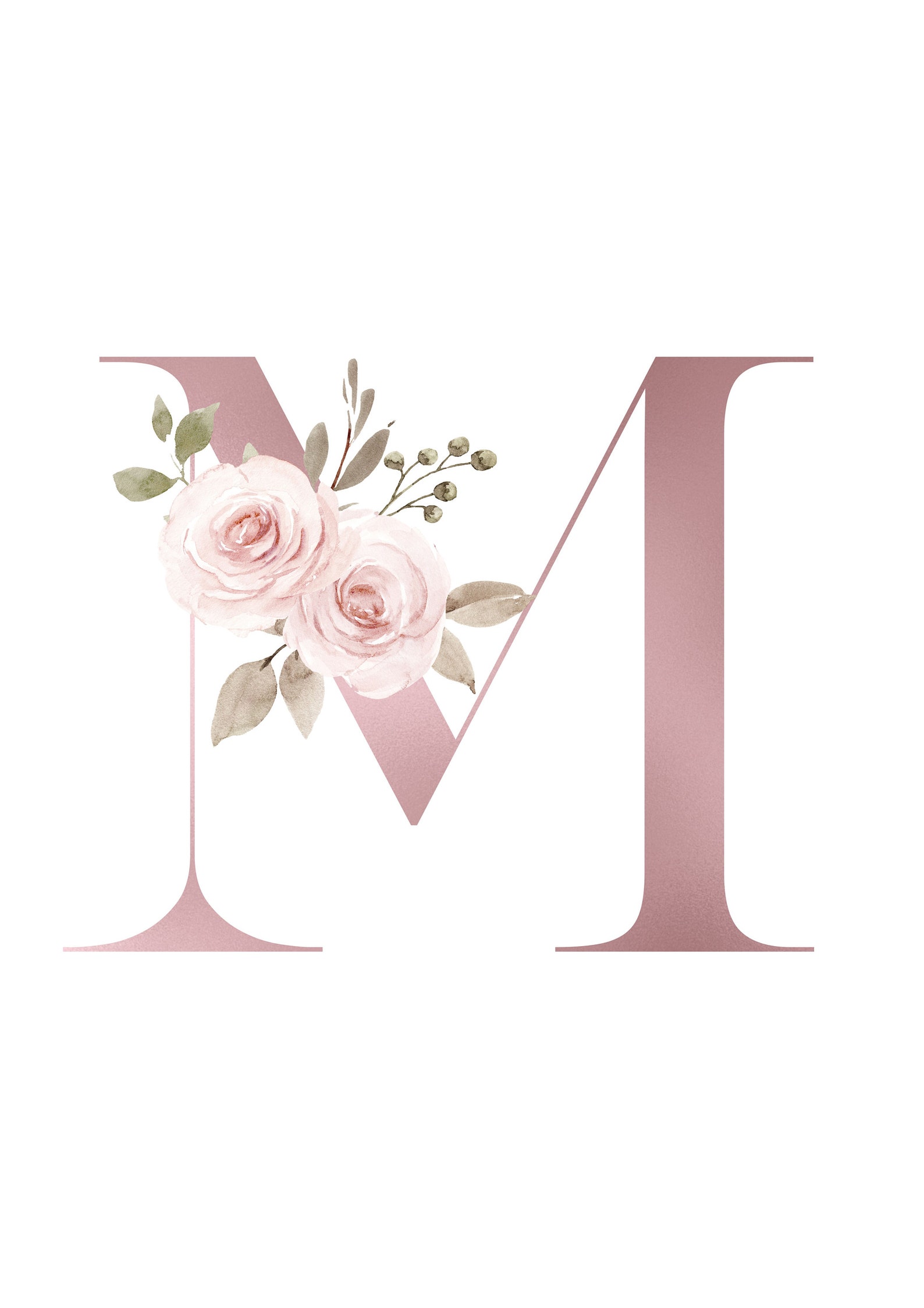 Letter M - Customised Pink Floral Alphabet Design (digital Download ...
