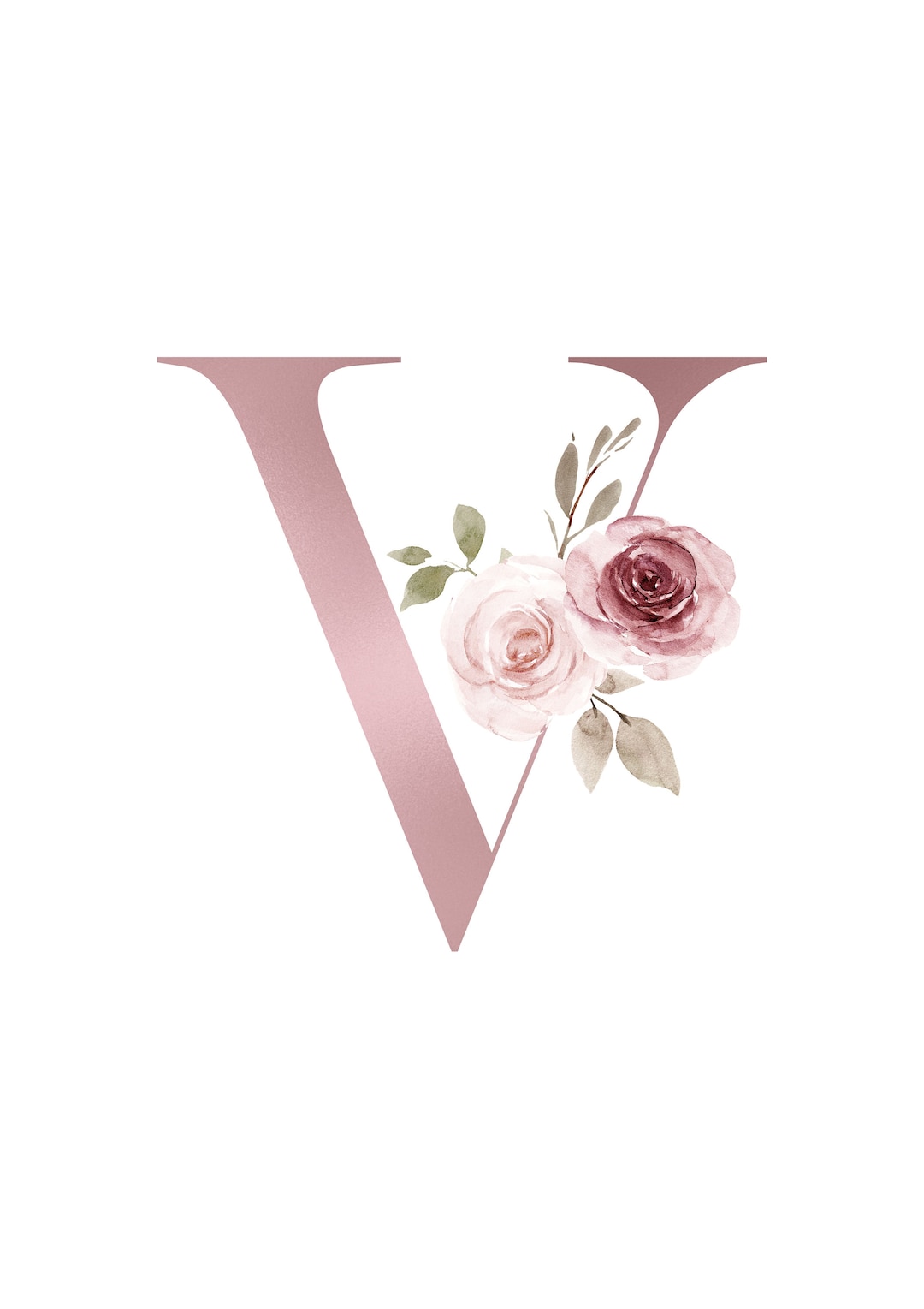 Letter V - Customised Pink Floral Alphabet Design (digital Download ...