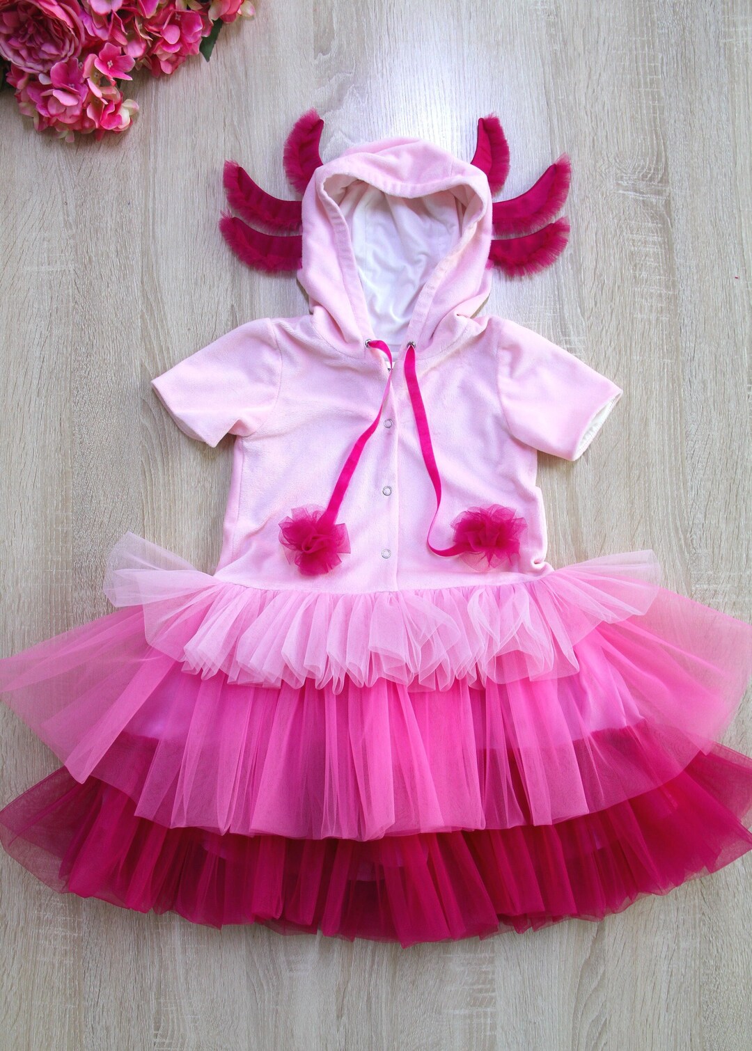 Girls Axolotl Inspired Dress, Toddler Fluffy Axolotl Inspired Birthday ...