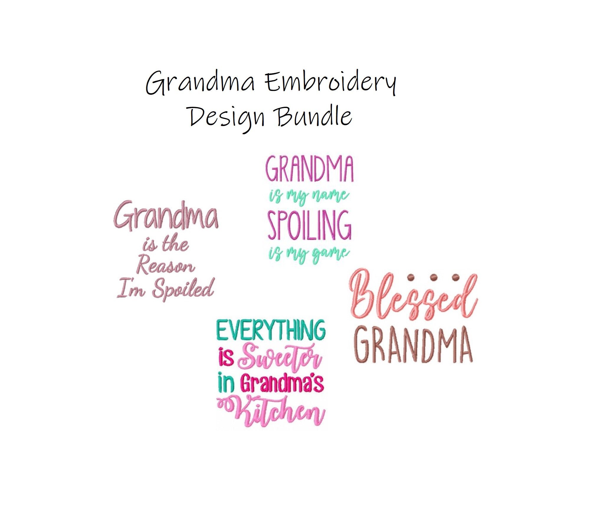 DIGITAL DOWNLOAD BUNDLE 4 Grandma Embroidery Designs Some - Etsy