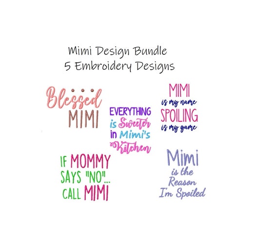 DIGITAL DOWNLOAD BUNDLE 5 Mimi Embroidery Designs Some 4x4 - Etsy