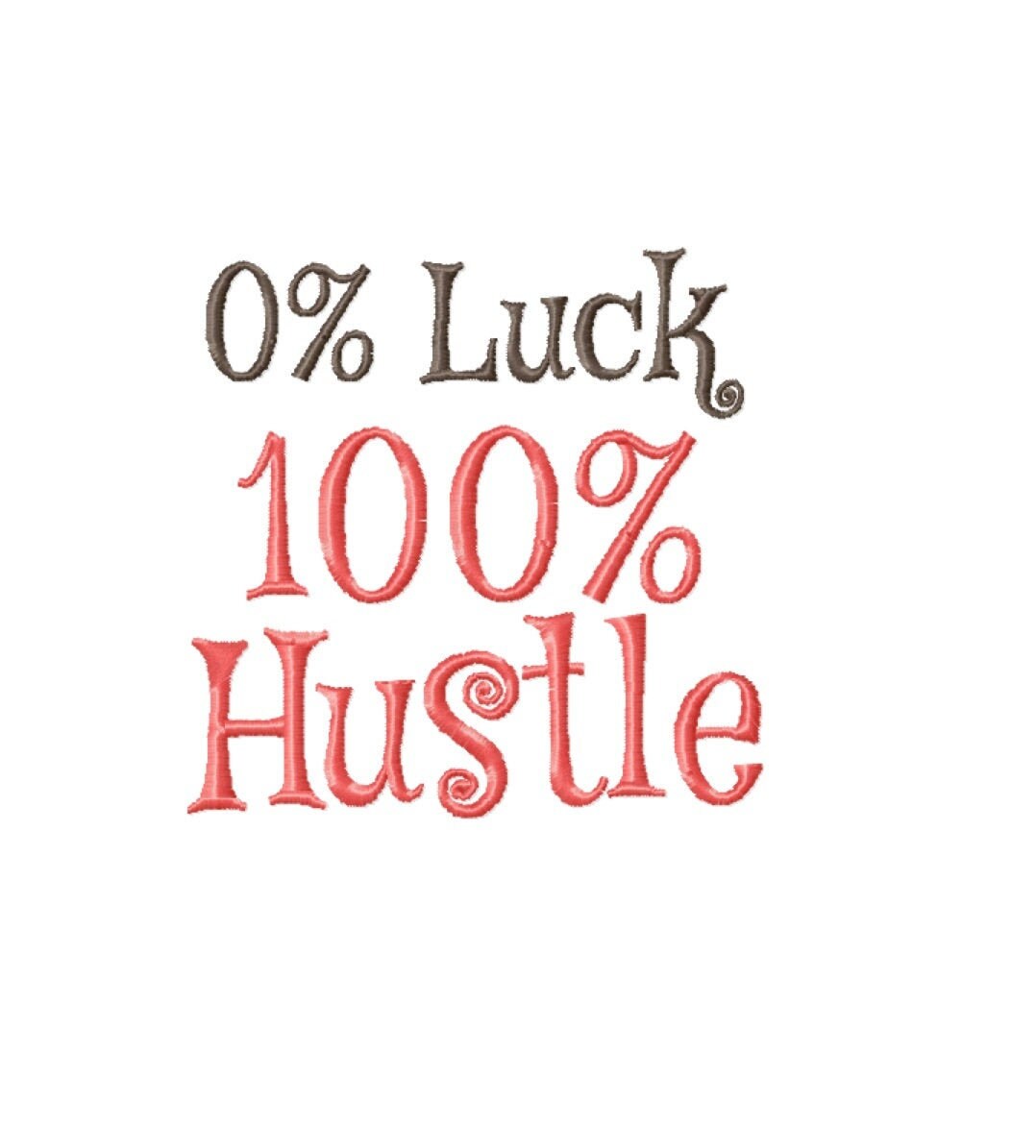 DIGITAL DOWNLOAD EMBROIDERY Zero Percent Luck One Hundred | Etsy