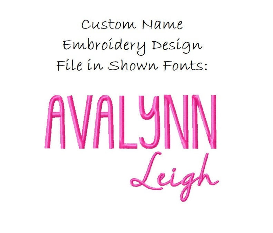 DIGITAL DOWNLOAD EMBROIDERY Design File - Custom First & Middle Name in ...